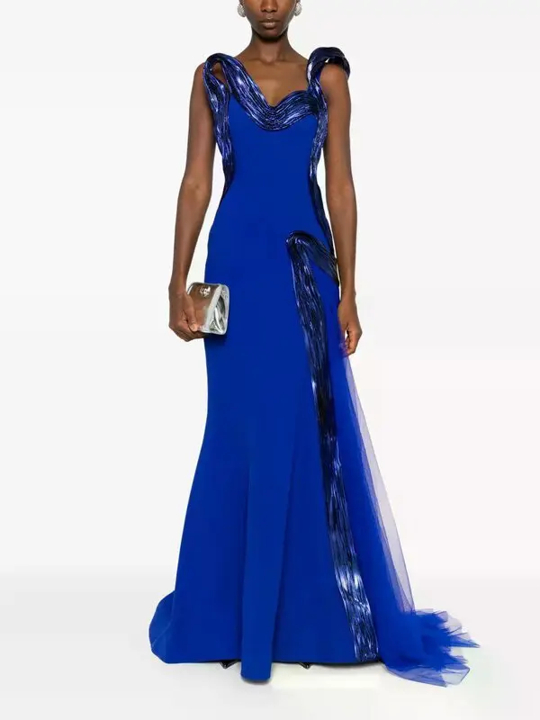GABY CHARBACHY Metallic-effect Draped Gown