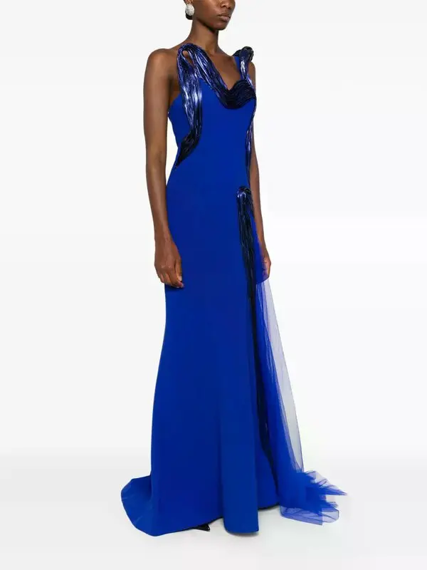 GABY CHARBACHY Metallic-effect Draped Gown