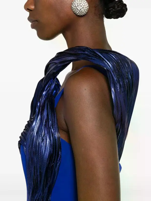 GABY CHARBACHY Metallic-effect Draped Gown