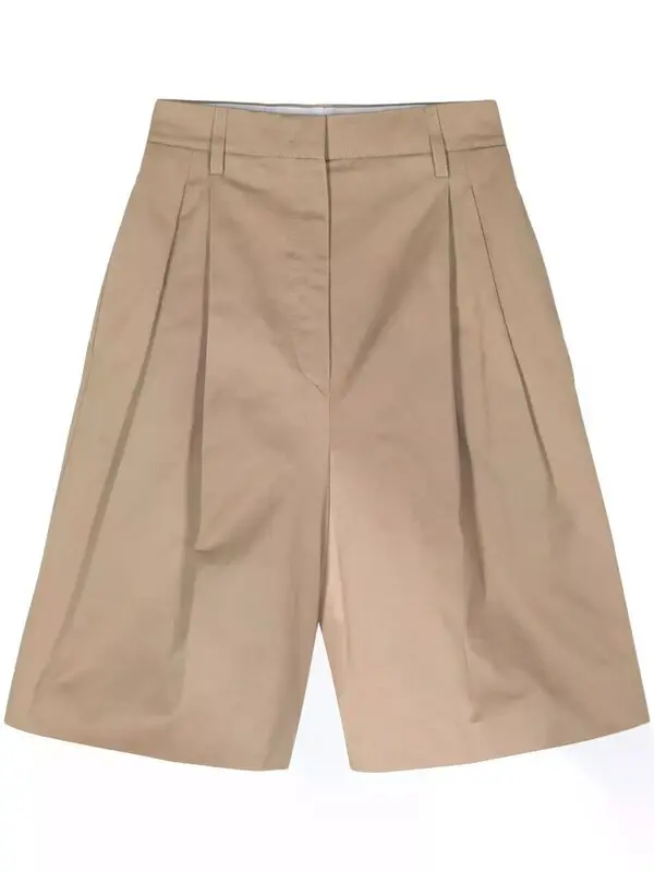 Prada Pleat-detail Cotton Twill Shorts