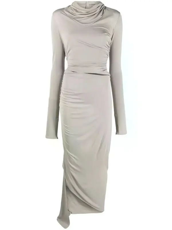 ANDREĀDAMO Asymmetric Draped Midi Dress - Grey