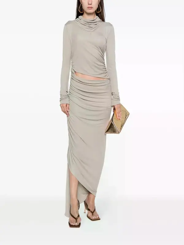 ANDREĀDAMO Asymmetric Draped Midi Dress - Grey
