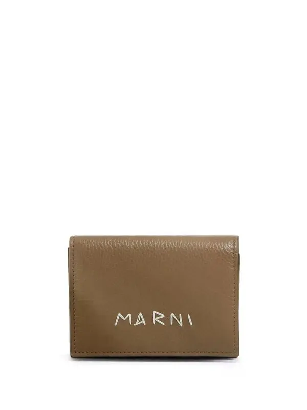 Marni Logo-embroidered Leather Wallet - Brown