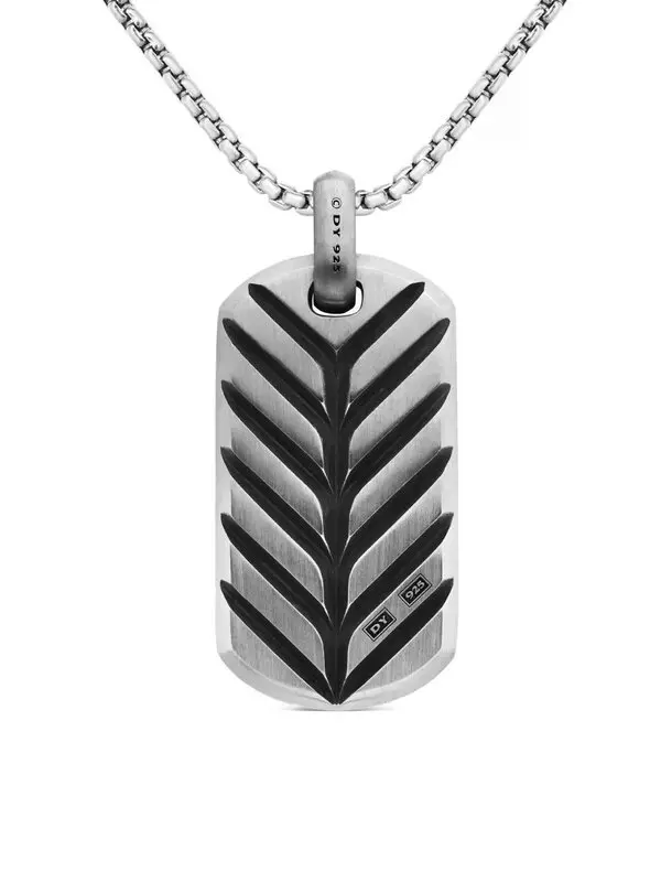 David Yurman Sterling Silver Chevron Diamond Tag