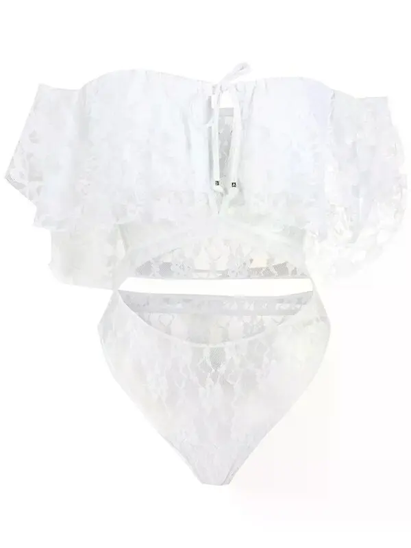 AMIR SLAMA Lace Short Sleeve Bodysuit