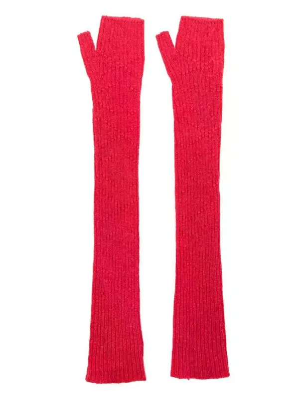 BARRIE Cashmere Fingerless Gloves - Red