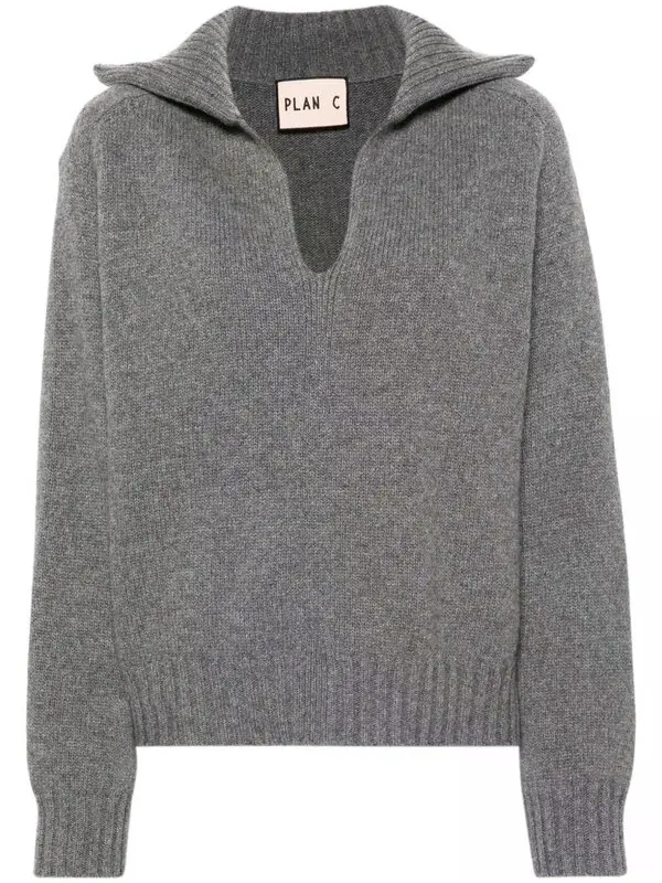 Plan C Mélange Wool-cashmere Sweater - Grey