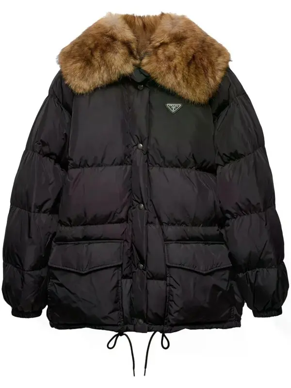 Prada Enamel Triangle-logo Padded Jacket - Black
