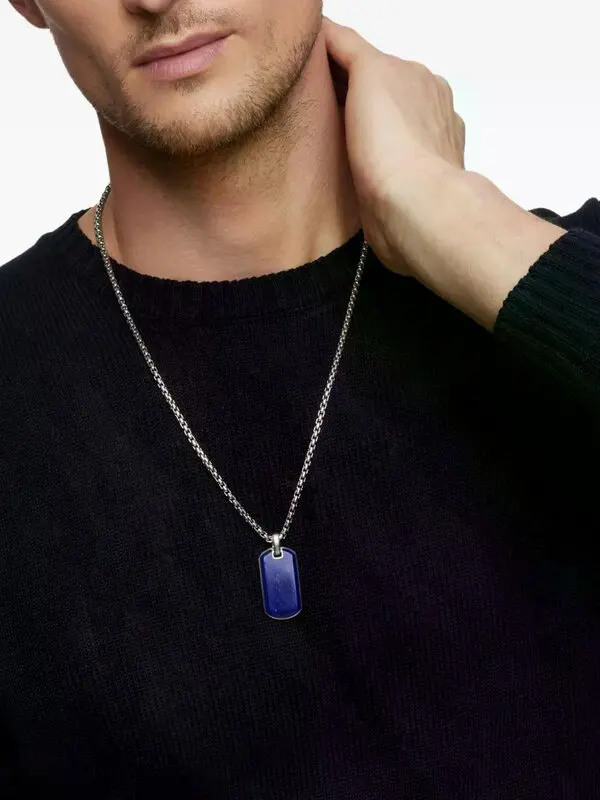 David Yurman Sterling Lapis Lazuli Chevron Tag