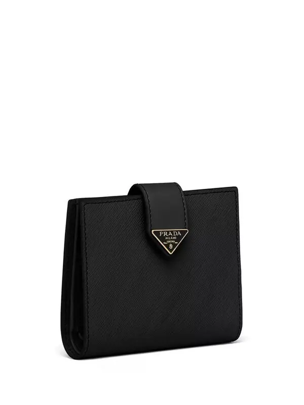Prada Small Logo-plaque Saffiano Leather Wallet - Black