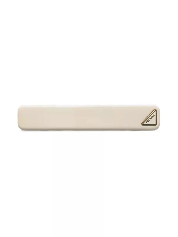 Prada Triangle Logo Hair Clip - Neutrals
