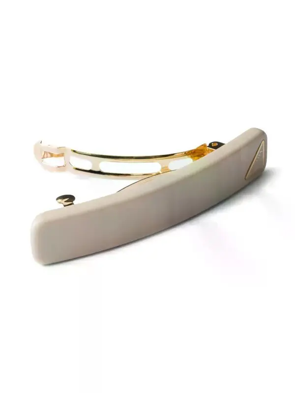 Prada Triangle Logo Hair Clip - Neutrals