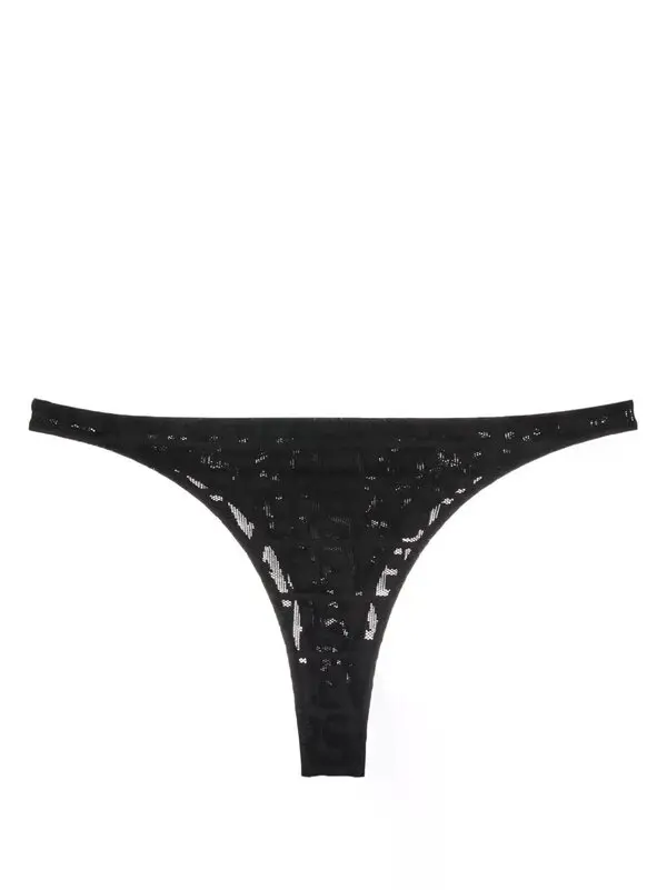 Versace Allover Jacquard Mesh Thong - Black