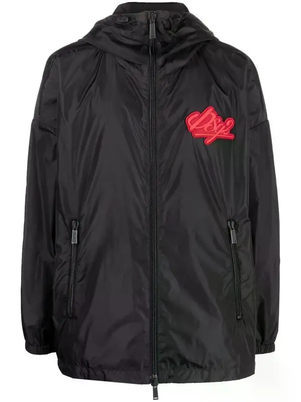 Dsquared2 Chest Logo-patch Hooded Jacket - Black