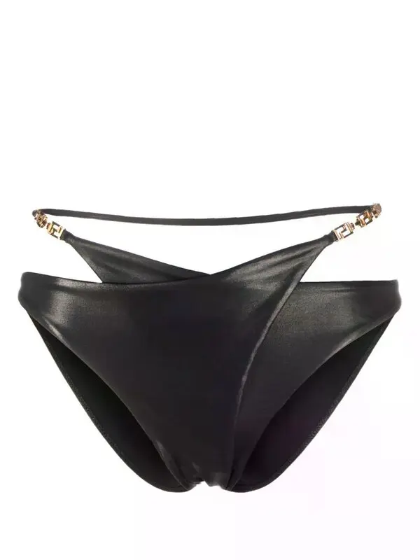 Versace Greca-detailed Layered Bikini Bottom - Black
