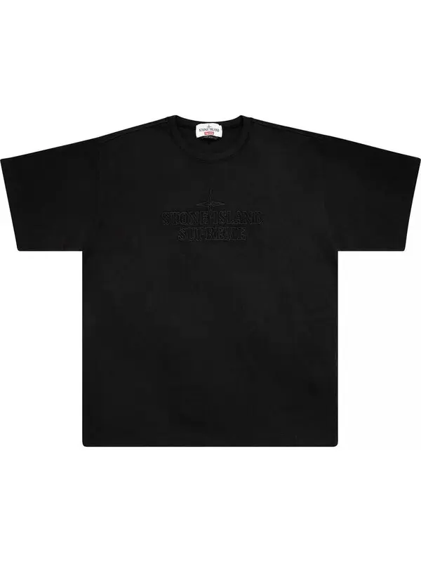 Supreme X Stone Island Embroidered-logo T-shirt