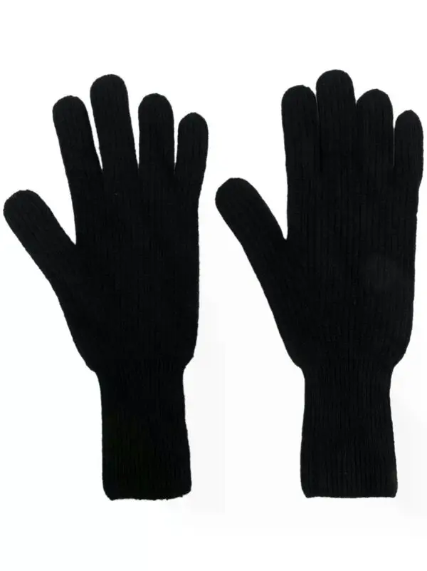 BARRIE Intarsia-knit Cashmere Gloves - Black