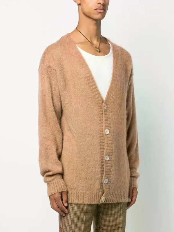 FAMILY FIRST V-neck Knitted Mohair Blend Cardigan