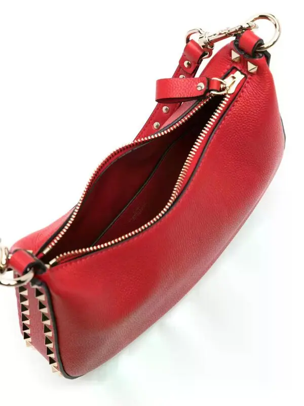 Valentino Garavani Rockstud Leather Shoulder Bag - Red