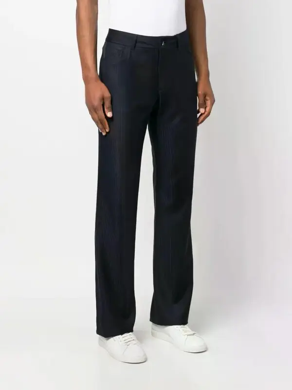 Etro Striped Wool Trousers - Blue