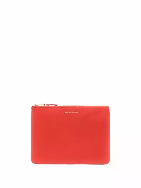 Comme Des Garçons Logo-print Leather Pouch - Orange