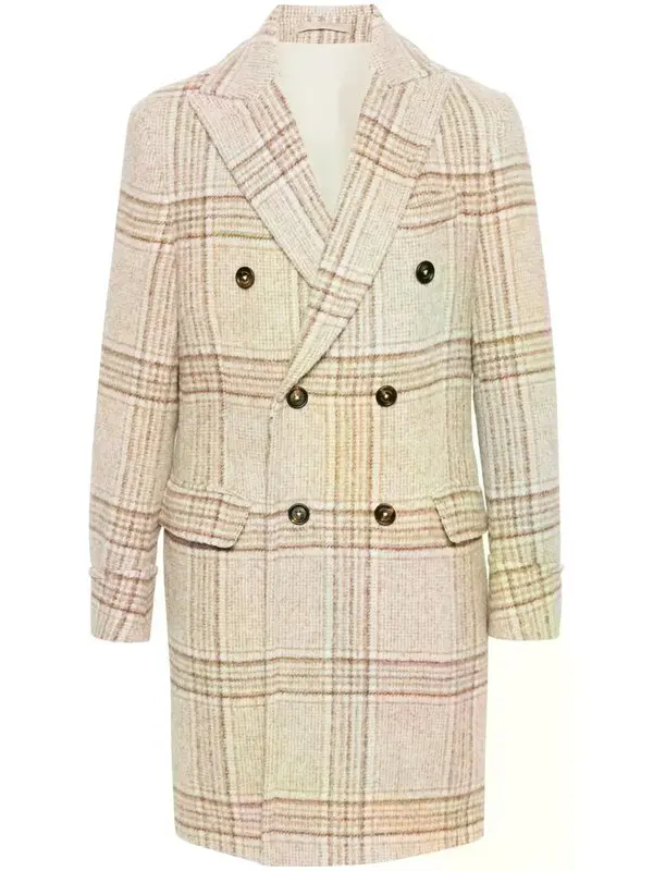 Eleventy Check-pattern Alpaca Wool-blend Coat