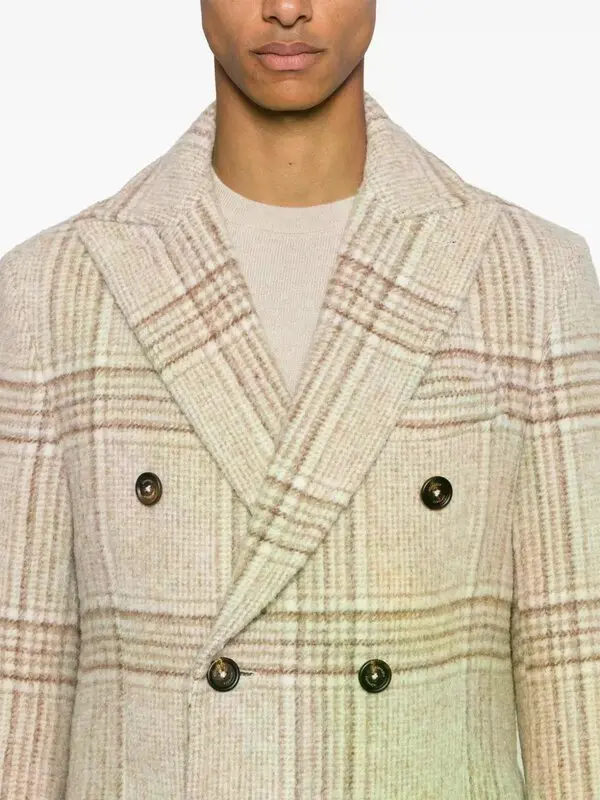Eleventy Check-pattern Alpaca Wool-blend Coat