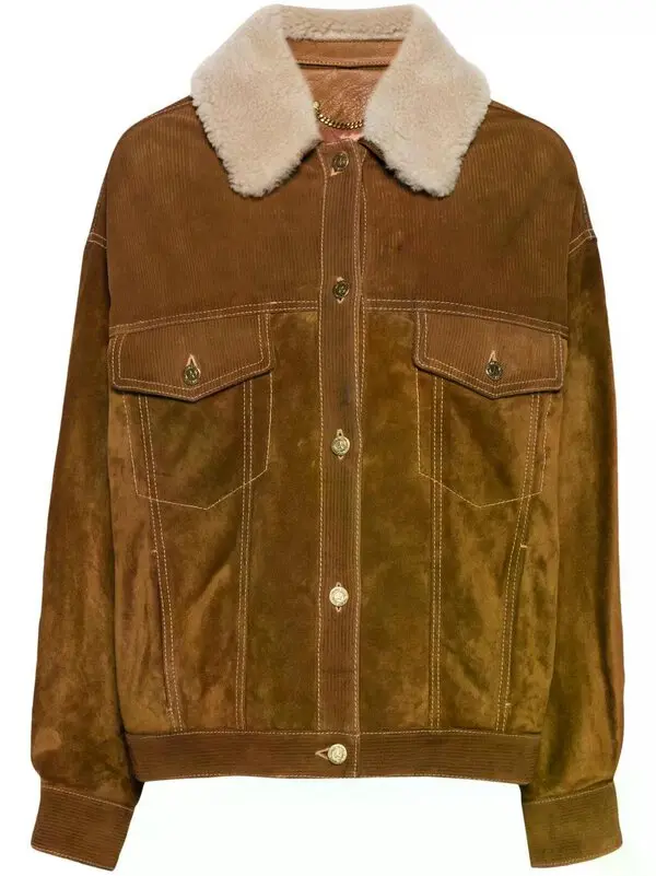 GOLDEN GOOSE Tobacco Suede Jacket With Shearling Collar