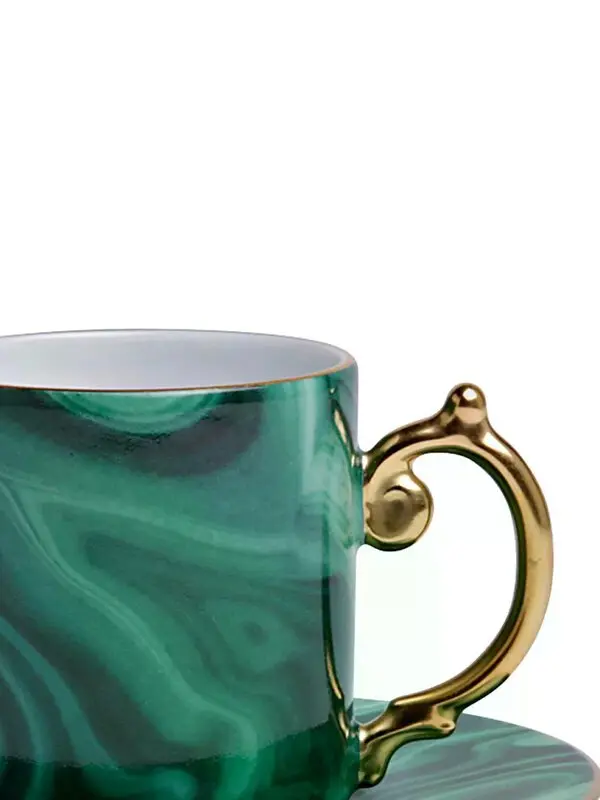 L'Objet Malachite Espresso & Saucer Set