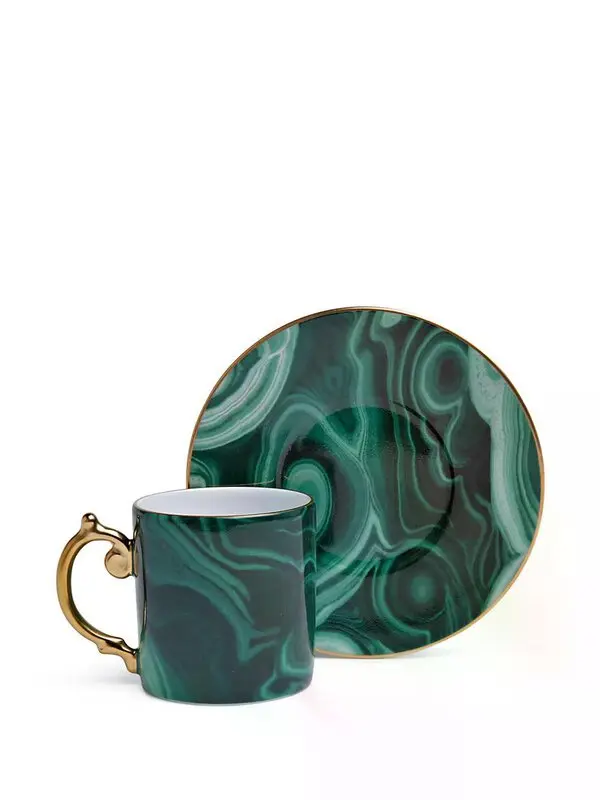 L'Objet Malachite Espresso & Saucer Set