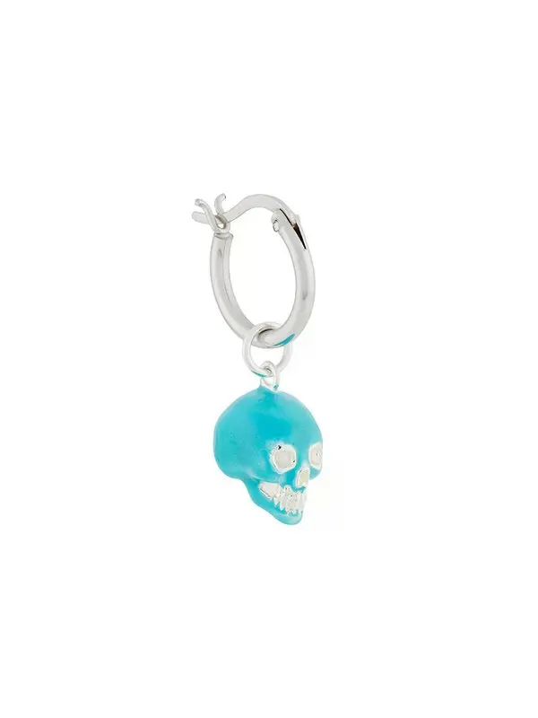 TRUE ROCKS Small Skull Hoop Earring - Silver