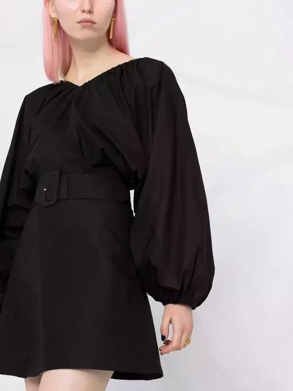 PATOU Balloon-sleeve Belted Mini Dress