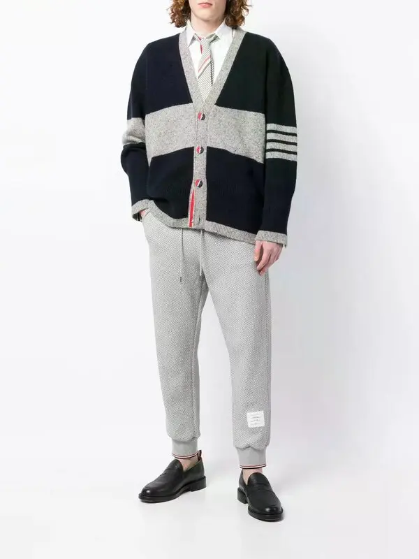 Thom Browne Herringbone-pattern Logo-patch Track Pants