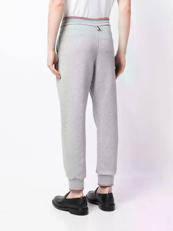 Thom Browne Herringbone-pattern Logo-patch Track Pants