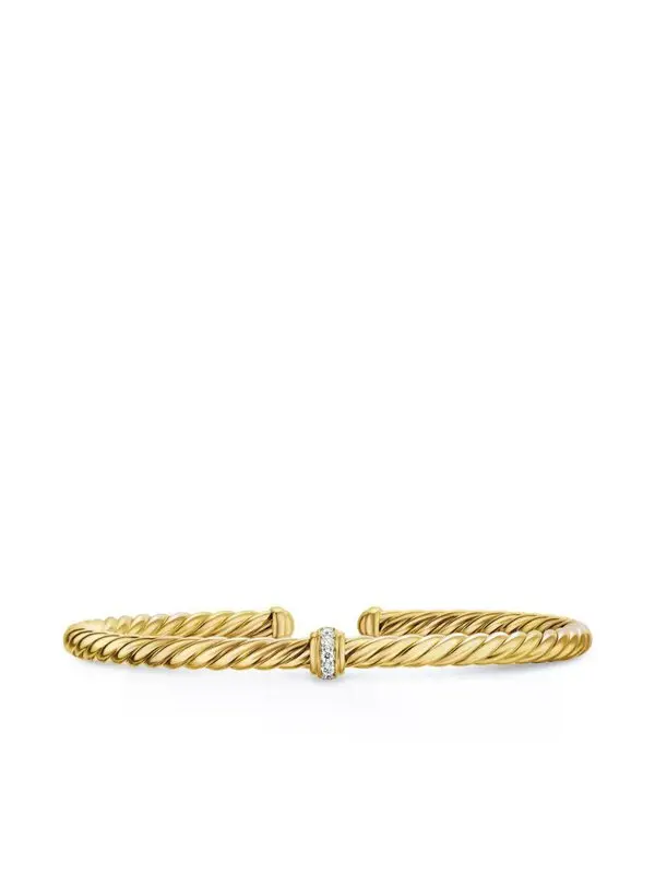 David Yurman 18k Yellow Cablespira® Flex Station Diamond Bangle - Gold