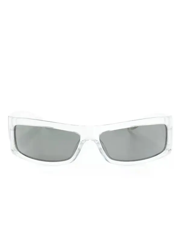 Gucci Logo-plaque Rectangle-frame Sunglasses - White