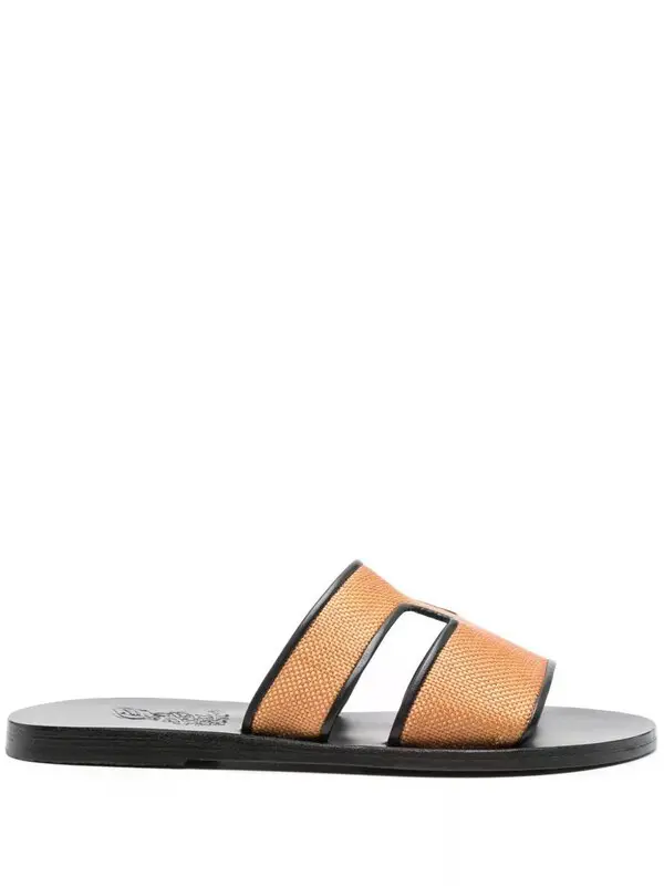 ANCIENT GREEK SANDALS Apteros Basket-weave Slides - Neutrals