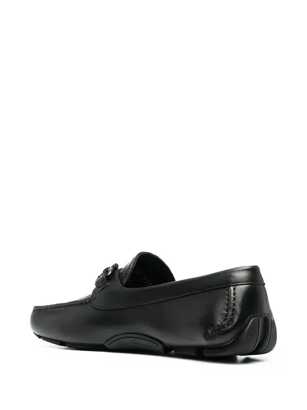 FERRAGAMO Gancini Leather Loafers - Black