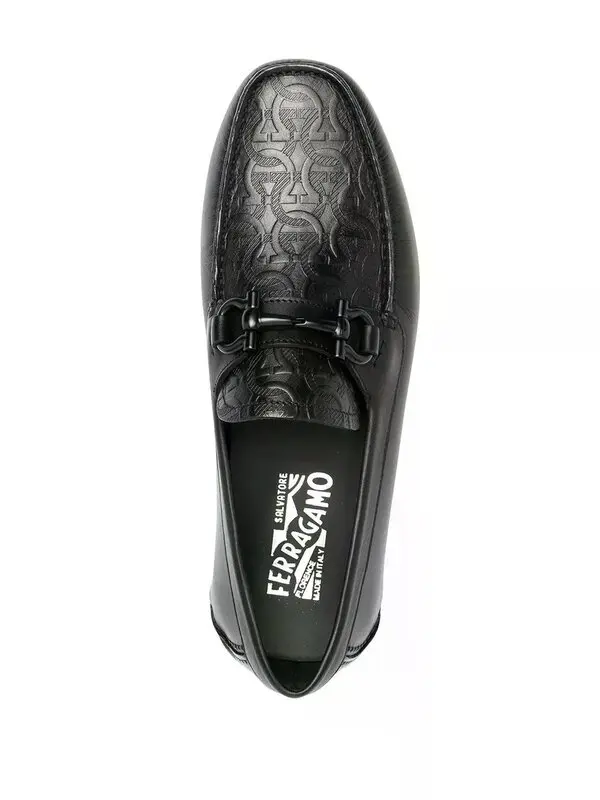FERRAGAMO Gancini Leather Loafers - Black