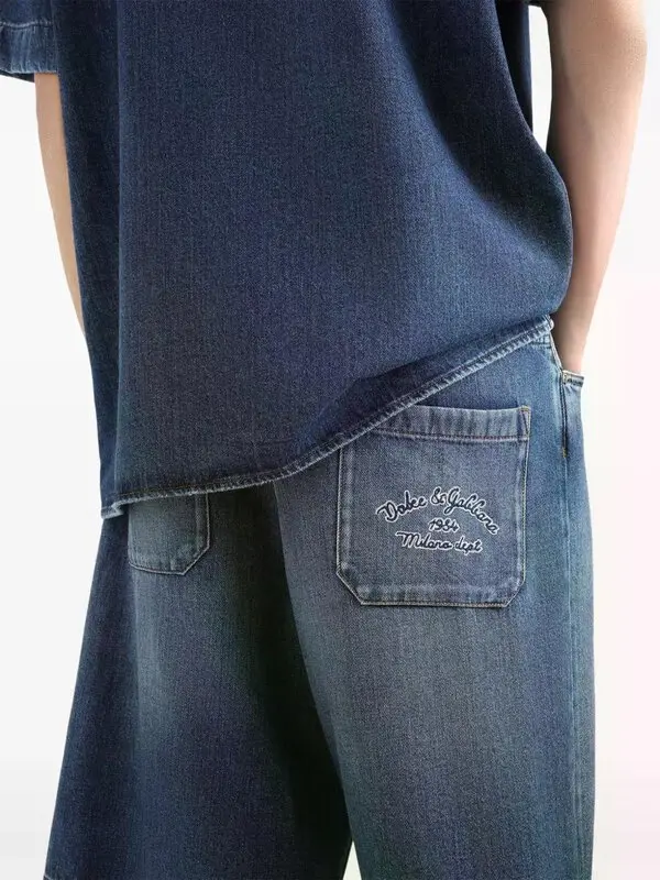 Dolce & Gabbana Logo-embroidered Denim Shorts