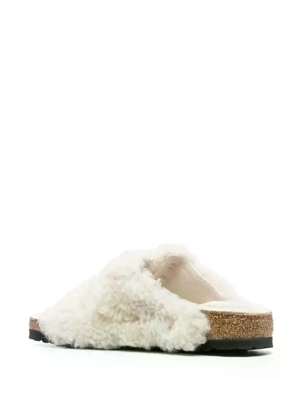 BIRKENSTOCK Buckle-fastening Shearling Slides - Neutrals