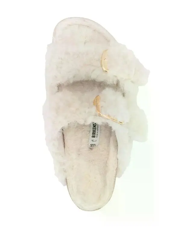 BIRKENSTOCK Buckle-fastening Shearling Slides - Neutrals