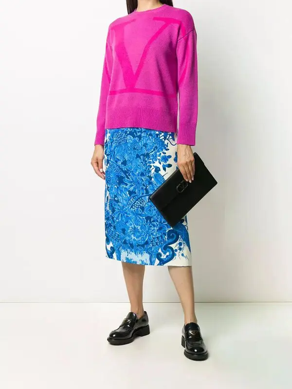 Valentino Garavani Floral Print Midi Skirt