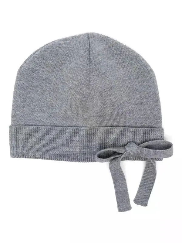 Viktor & Rolf Bow-embellished Merino Wool Beanie - Grey