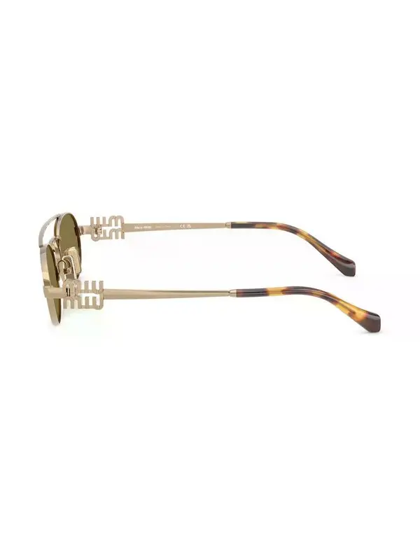 Miu Miu Oval-frame Sunglasses - Gold