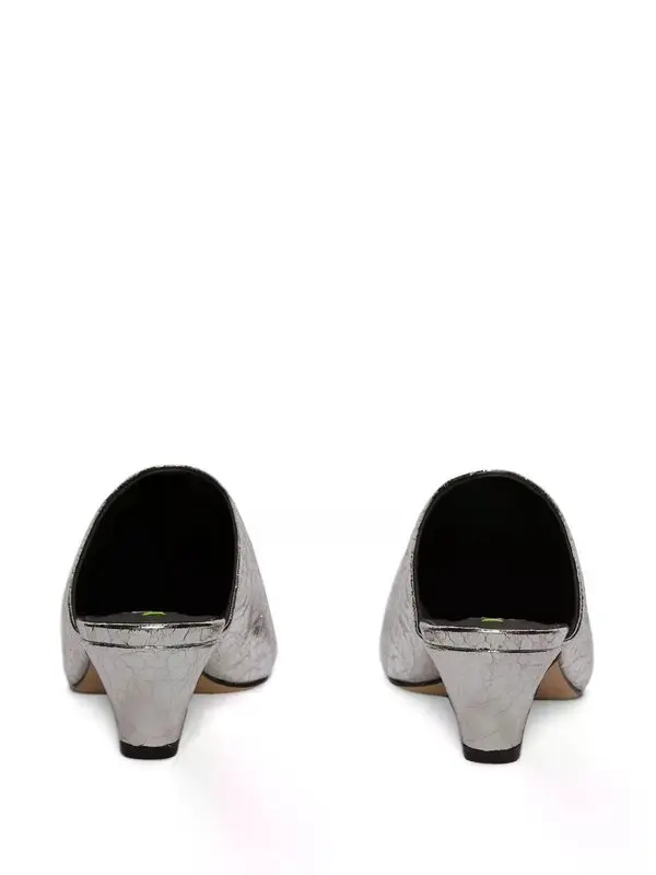 MSGM Metallic Embossed Crocodile Leather Mules