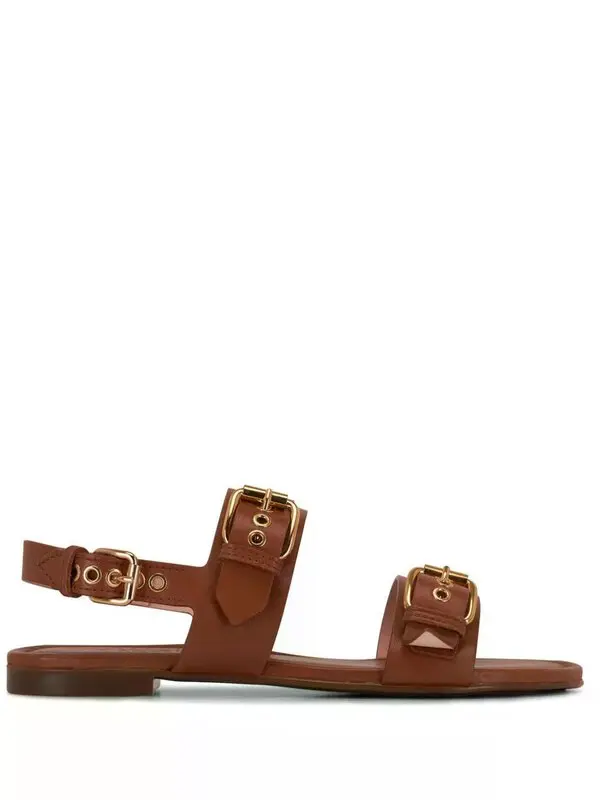 Agl Buckled Leather Sandals - Brown