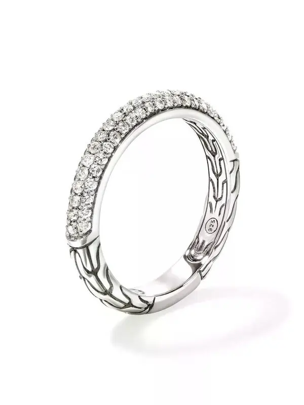 John Hardy Sterling Diamond Band Ring