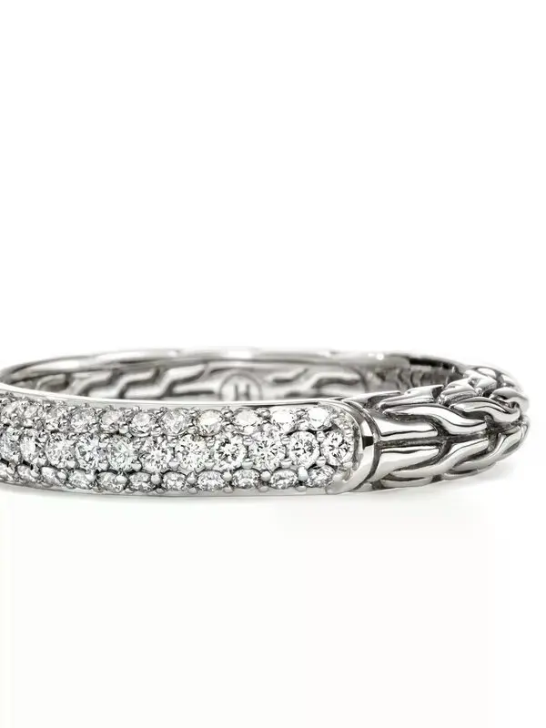 John Hardy Sterling Diamond Band Ring