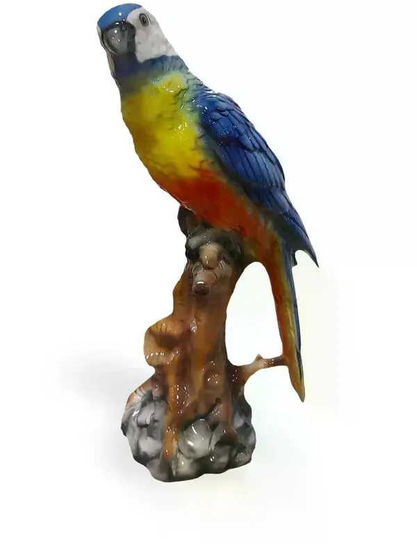 LES-OTTOMANS Large Parrot Porcelain Sculpture - Multicolour